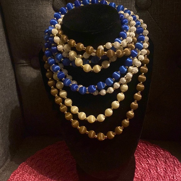 Jewelry | Set 4 Long Thread Necklaces Silk With Gold Beaded Accent ...